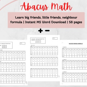 Abacus Math Worksheet: Big, Little Friends, Neighbours Formula (PDF) - Etsy