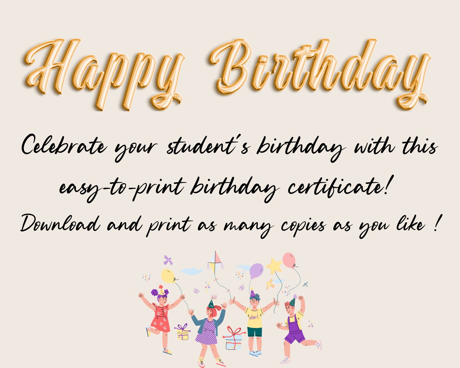 Happy Birthday Printable Certificates, Certificates for Student, Child ...