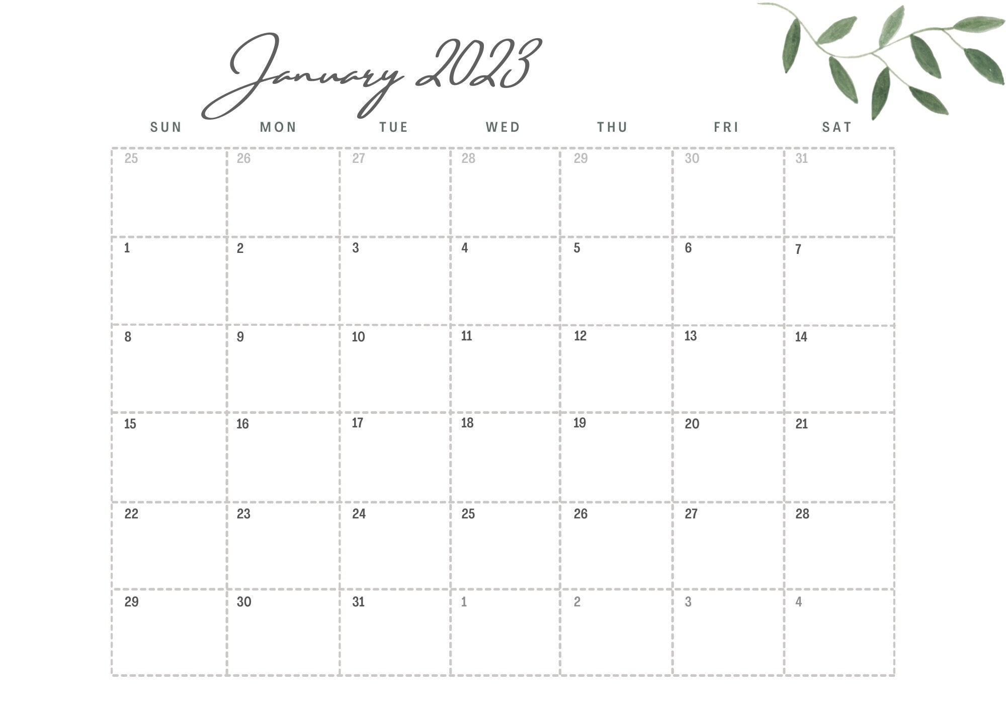 Minimalist Monthly Printable Planner Calendar 2023, Printable Simple ...