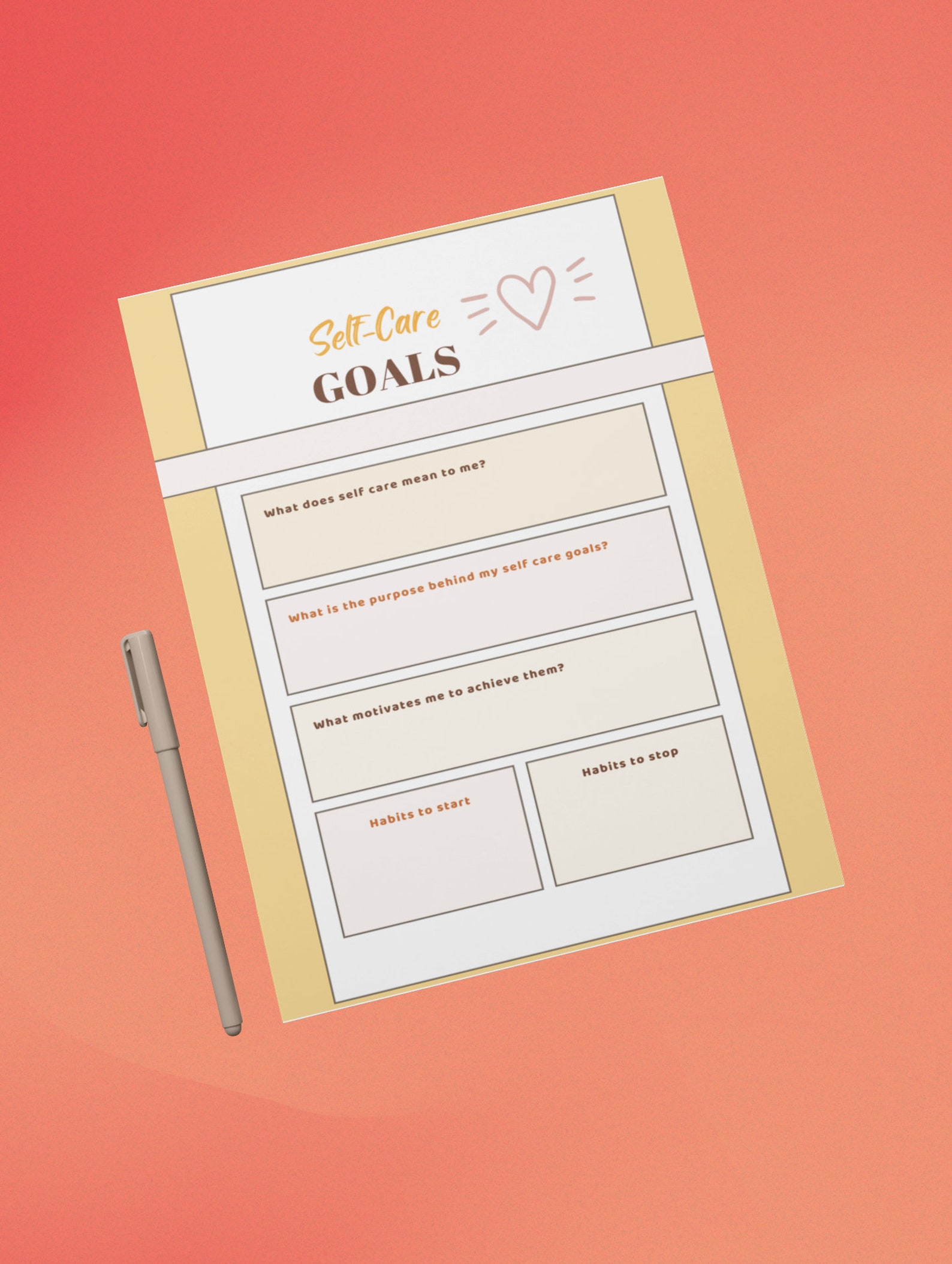 Self Care Goals, Self Care Planner Printable, Self Care Journal ...