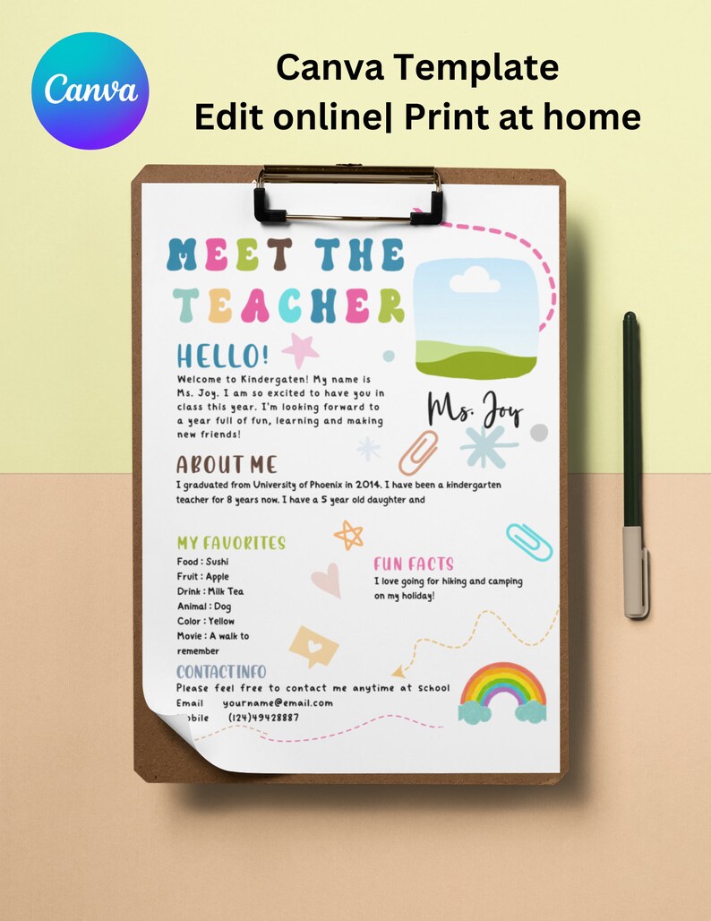 Meet the Teacher Template, Canva Editable, Teacher Monthly Newsletter ...
