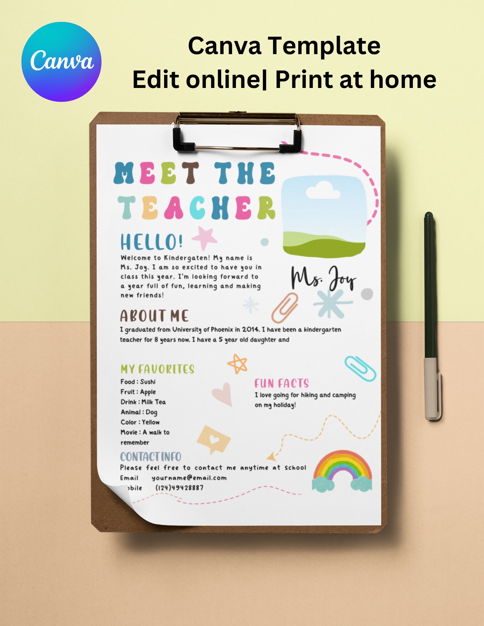 Meet the Teacher Template, Canva Editable, Teacher Monthly Newsletter ...