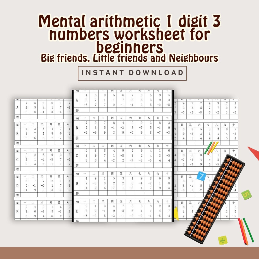 Abacus Good Little Friends, Math Worksheet, Early Math Mental Math ...