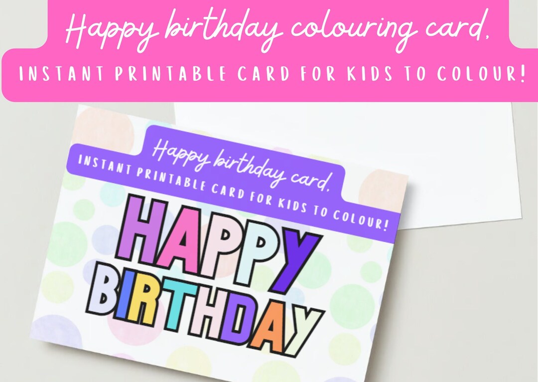 Kids Birthday Coloring Card: DIY Printable Invitation (PDF) - Etsy