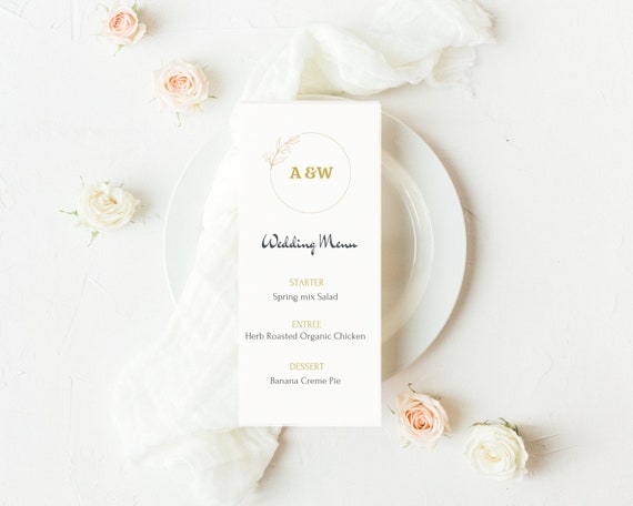 Wedding Menu Menu Template Canva Printable Menu Template - Etsy
