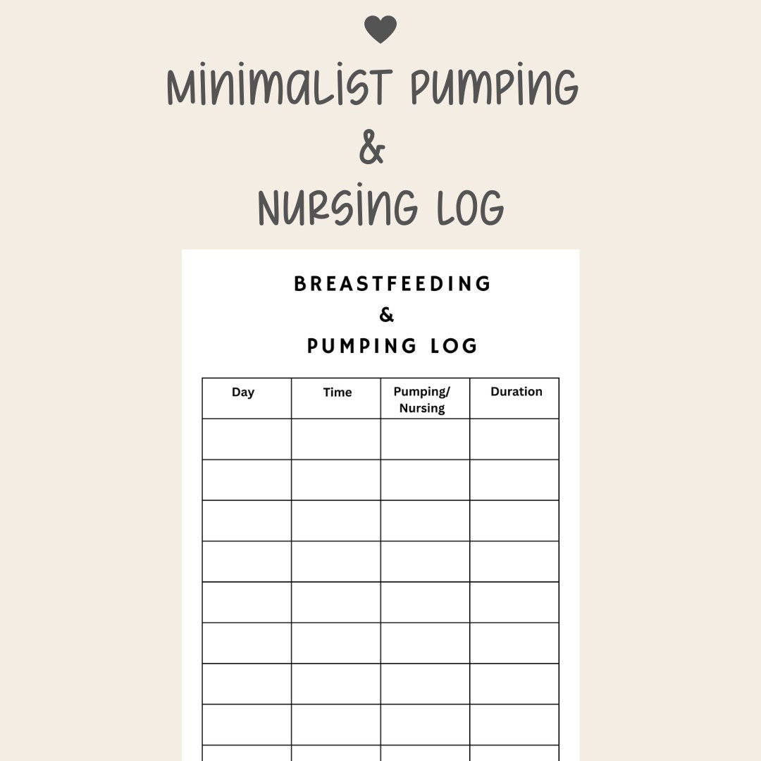 Minimalist Breastfeeding Log, Baby Log Instant Download Printable, Baby ...