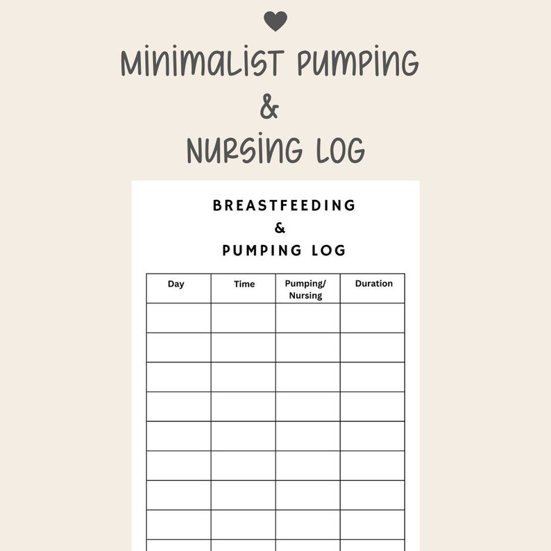 Minimalist Breastfeeding Log, Baby Log Instant Download Printable, Baby ...