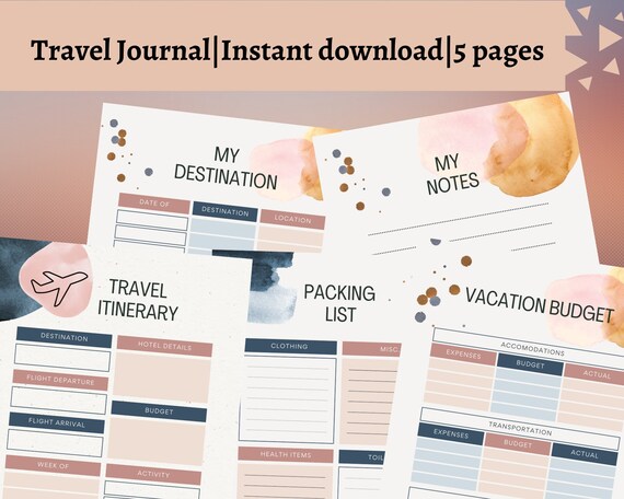 Travel Journal Printable Vacation Journal for Memories - Etsy