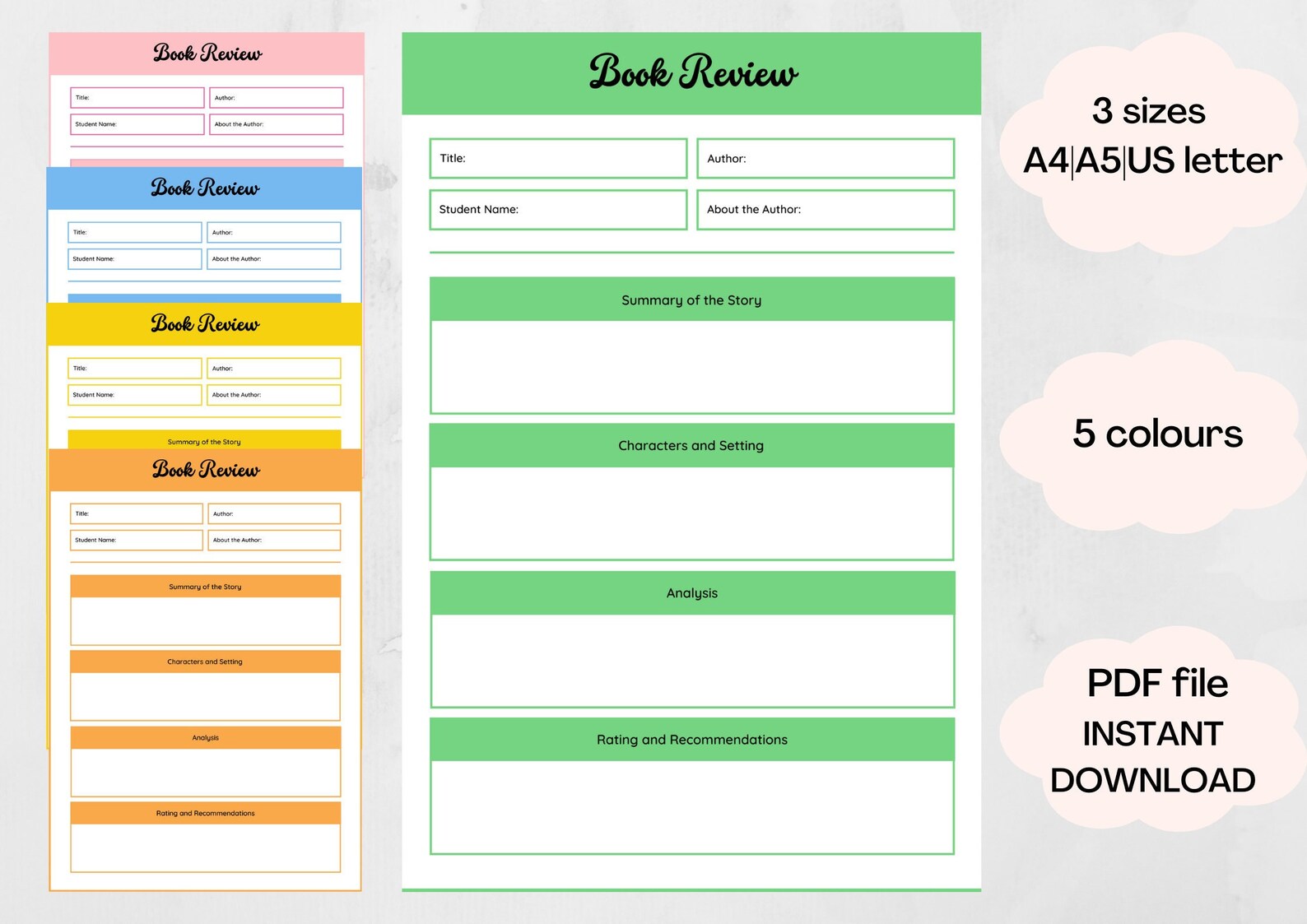 Printable Book Review Log: Homeschool Reading Planner (PDF Download) - Etsy