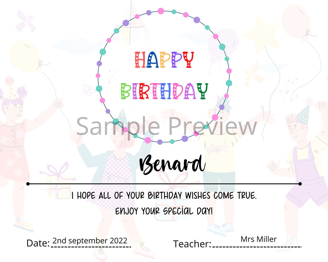 Happy Birthday Printable Certificates, Certificates for Student, Child ...