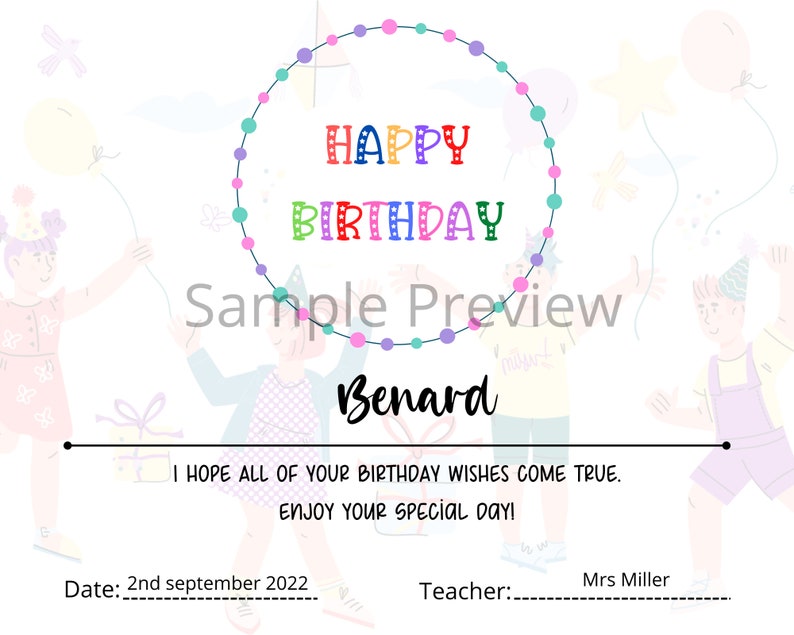 Happy Birthday Printable Certificates, Certificates for Student, Child ...