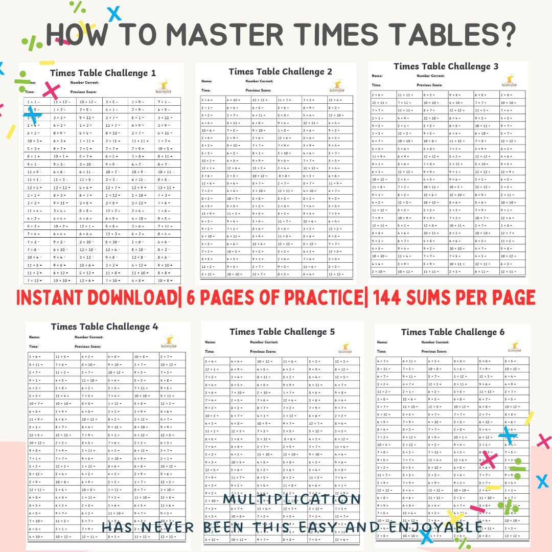 Times Table Challenge, Multiplication Printable, Multiplication ...