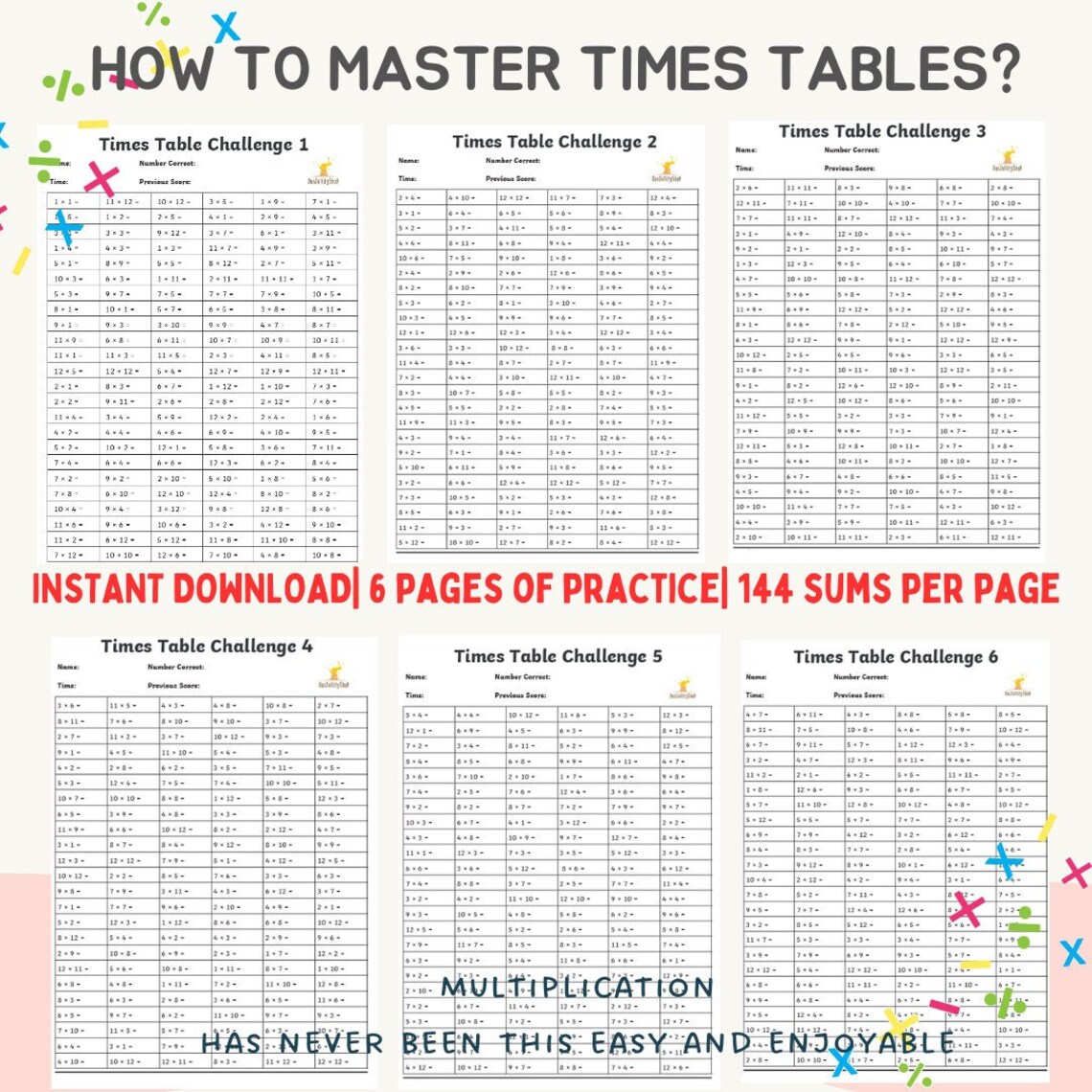 Times Table Challenge, Multiplication Printable, Multiplication ...