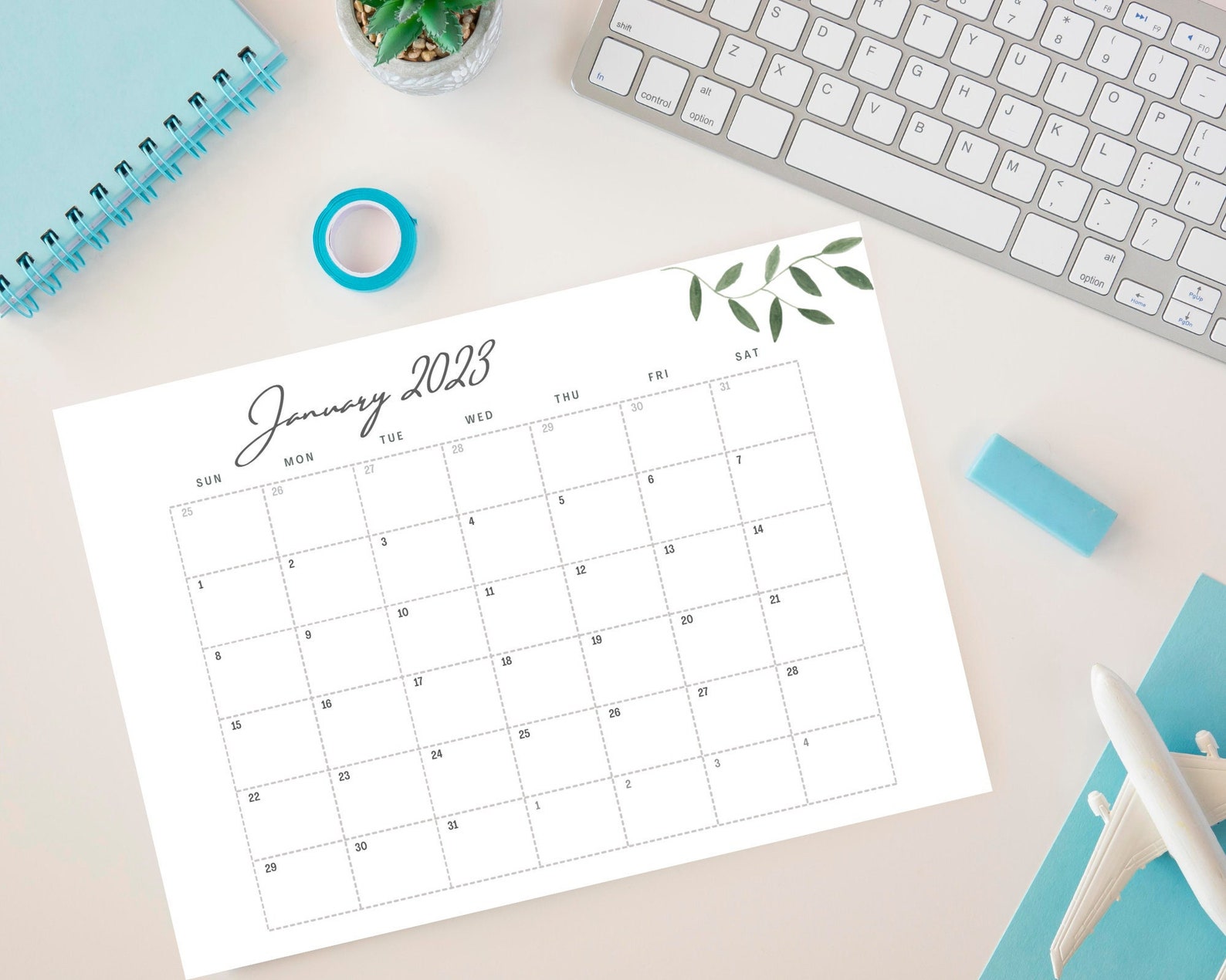 Minimalist Monthly Printable Planner Calendar 2023, Printable Simple ...