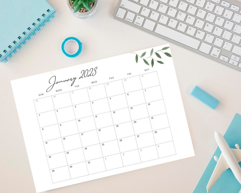 Minimalist Monthly Printable Planner Calendar 2023, Printable Simple ...