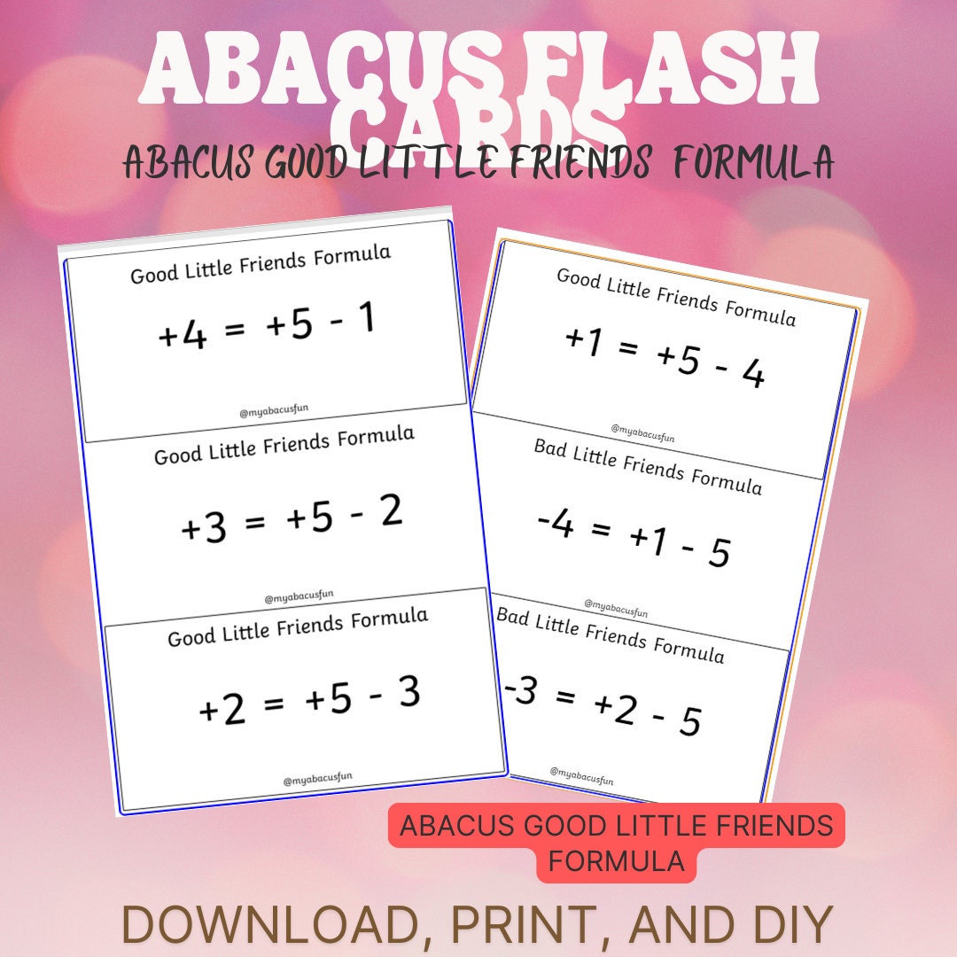Abacus Formula Flashcards, Math Flashcards, Abacus Formula Cards, Good ...