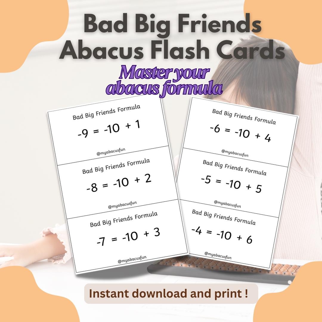 Bad Big Friends Formula, Abacus Formula Flash Cards, Math Flash Cards ...