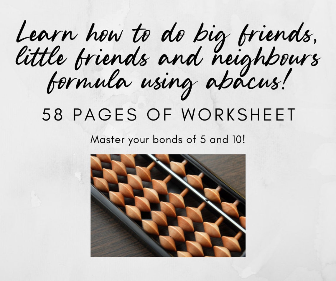 Abacus Math Worksheet: Big, Little Friends, Neighbours Formula (PDF) - Etsy