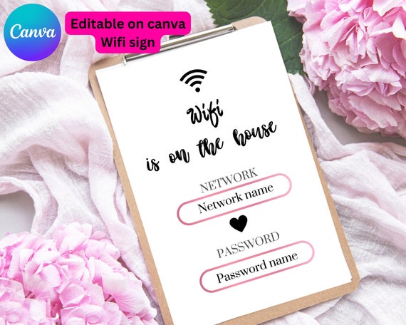 Wifi Password Sign Printable Template Editable Canva - Etsy