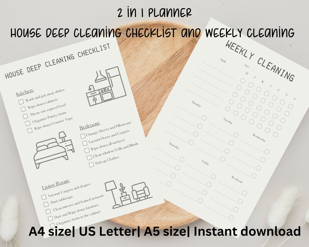 Minimalist 2 in 1 Cleaning Schedule Planner| Cleaning Checklist ...