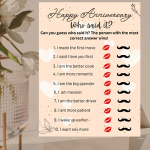 Anniversary Games, Printable Game, Couple Wedding Anniversary, Who ...