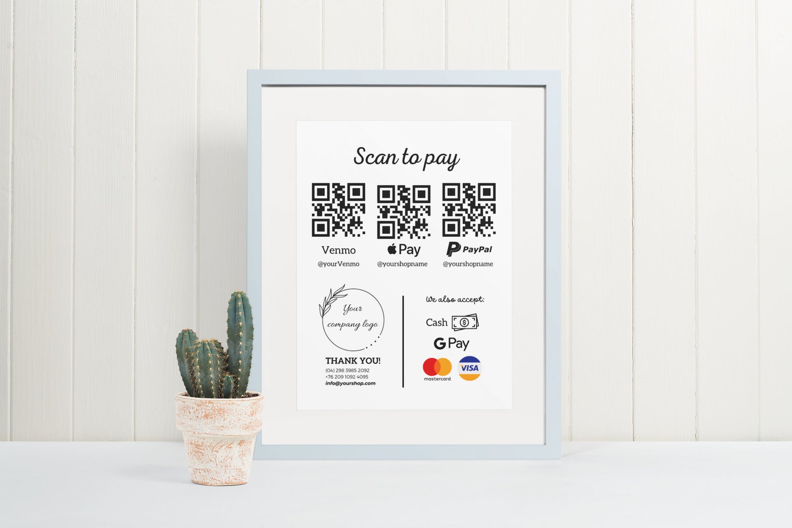 Minimalist Scan to Pay Template, Editable Canva Template, Qr Code ...