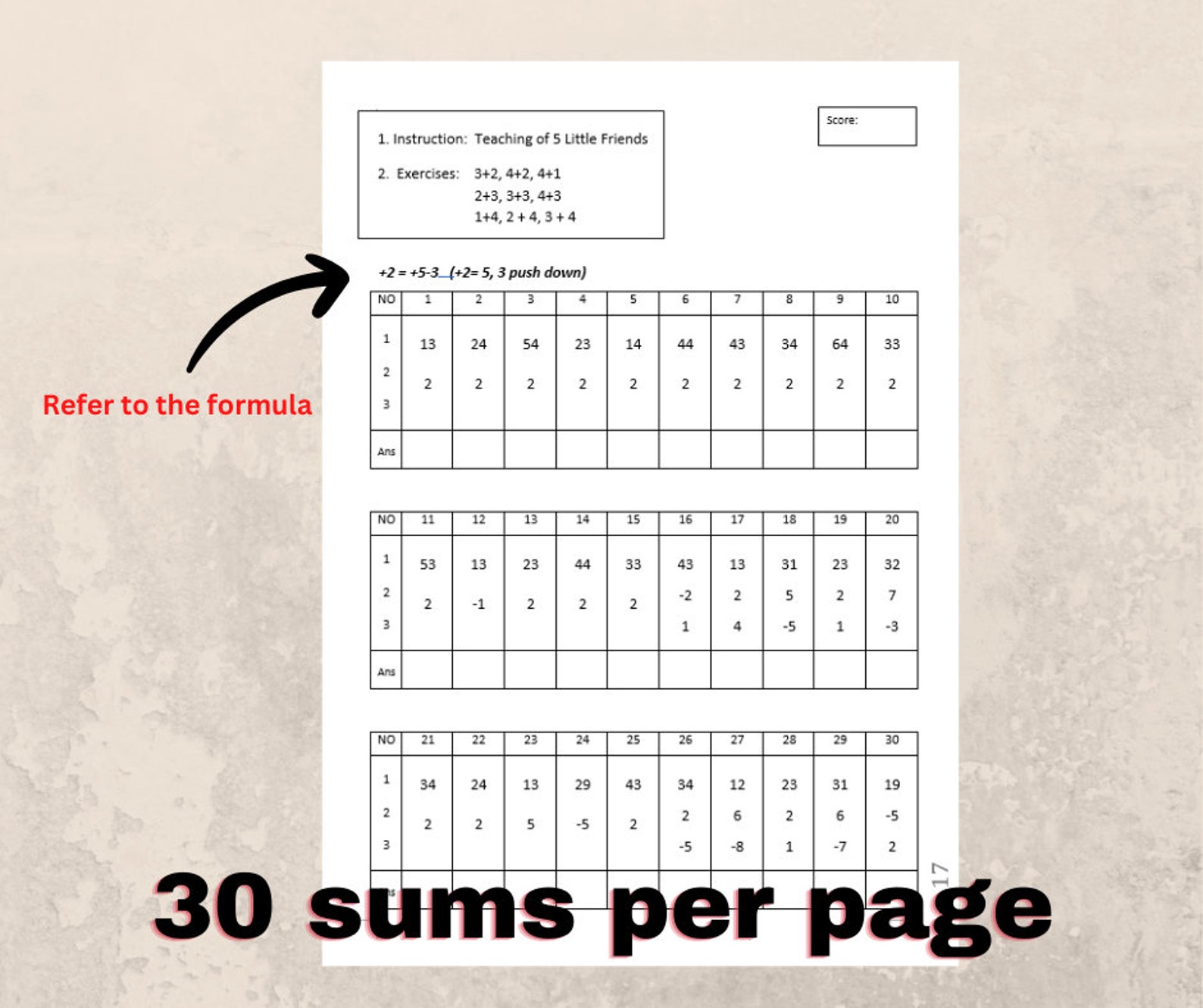 Abacus Math Worksheet: Big, Little Friends, Neighbours Formula (PDF) - Etsy