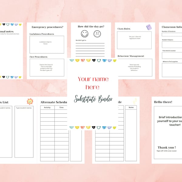 Substitute Teacher Note Template - Etsy