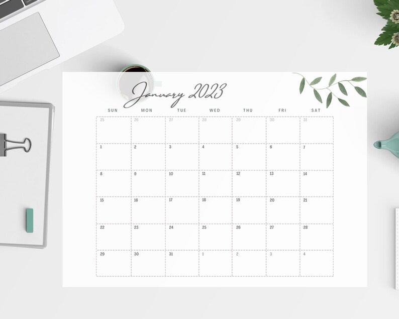 Minimalist Monthly Printable Planner Calendar 2023, Printable Simple ...
