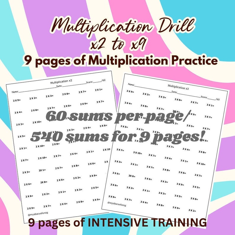 Multiplication Drills, Math Worksheets, Multiplication Facts, Timed ...
