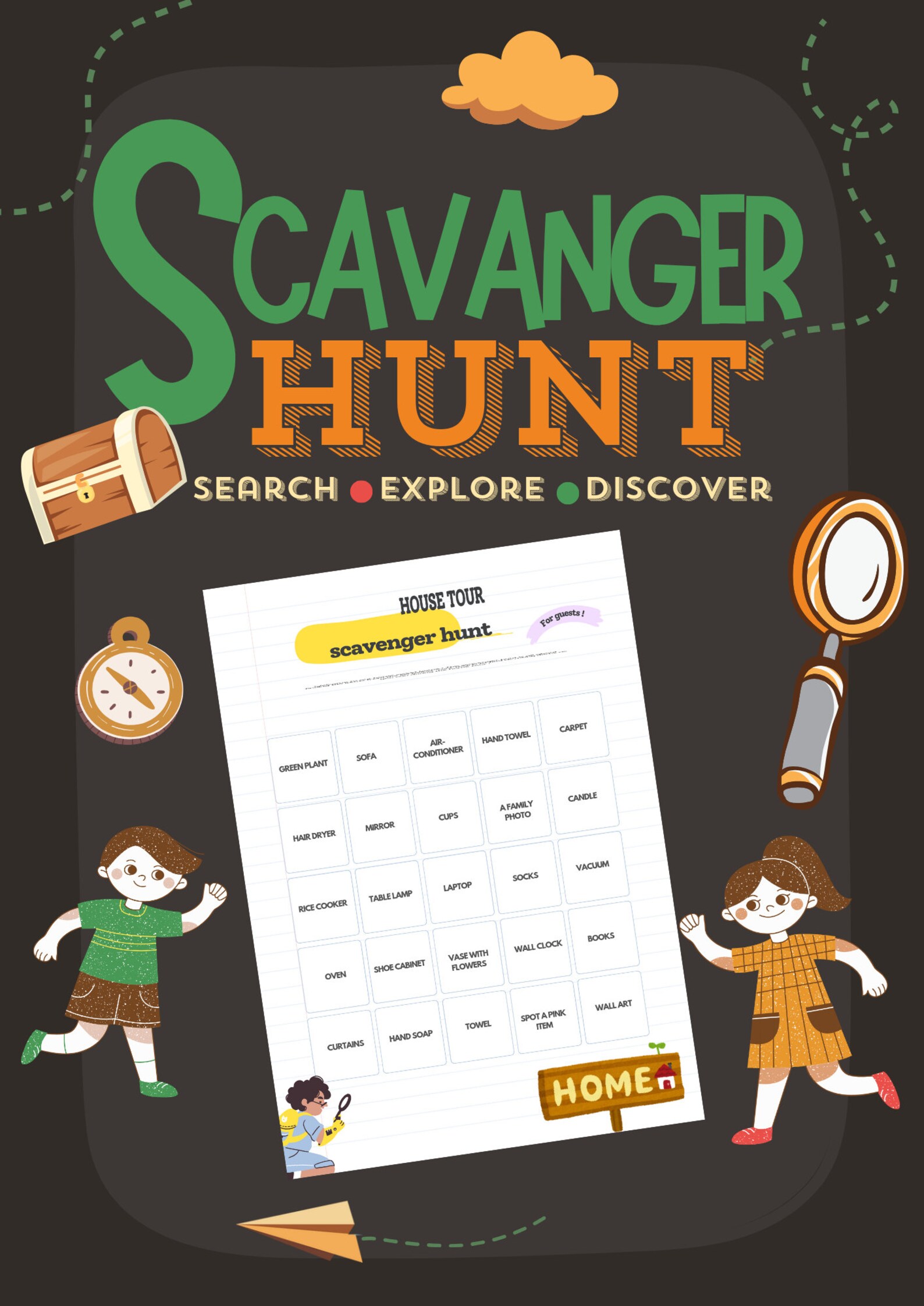 Housewarming Scavenger Hunt Game: House Tour Printable (PDF) - Etsy