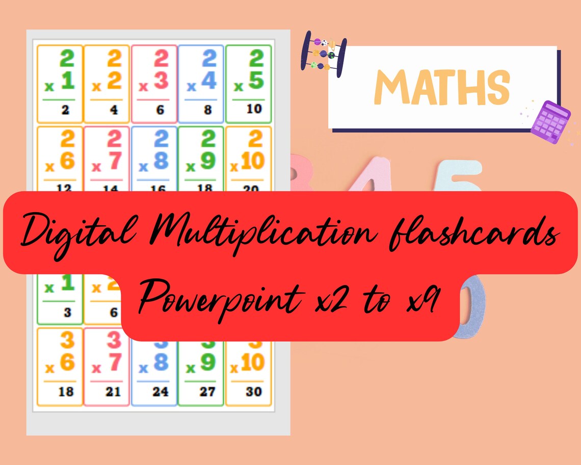 Multiplication Digital Flash Card, Math Powerpoint, Timestable ...