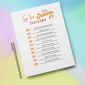 Editable Summer Bucket List for Kids: Canva Template (PDF) - Etsy