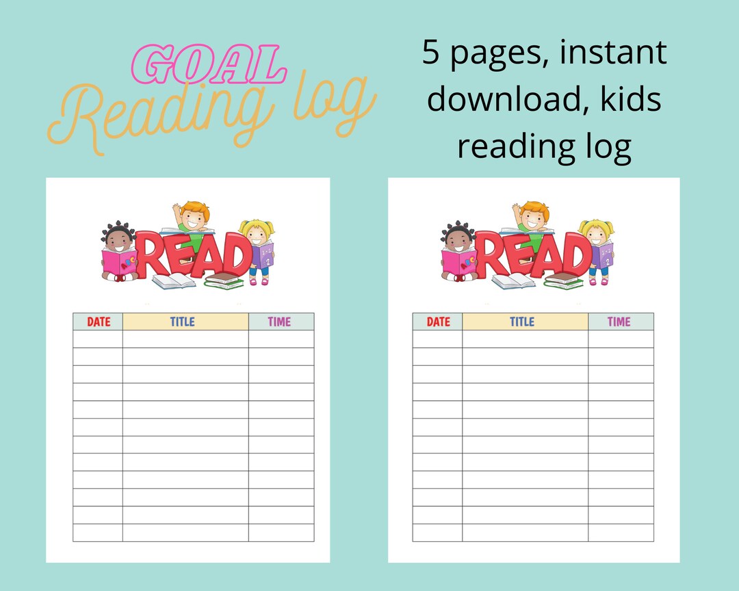 Printable Book Reading Log for Kids, Reading Log for Kids, Kids Reading ...