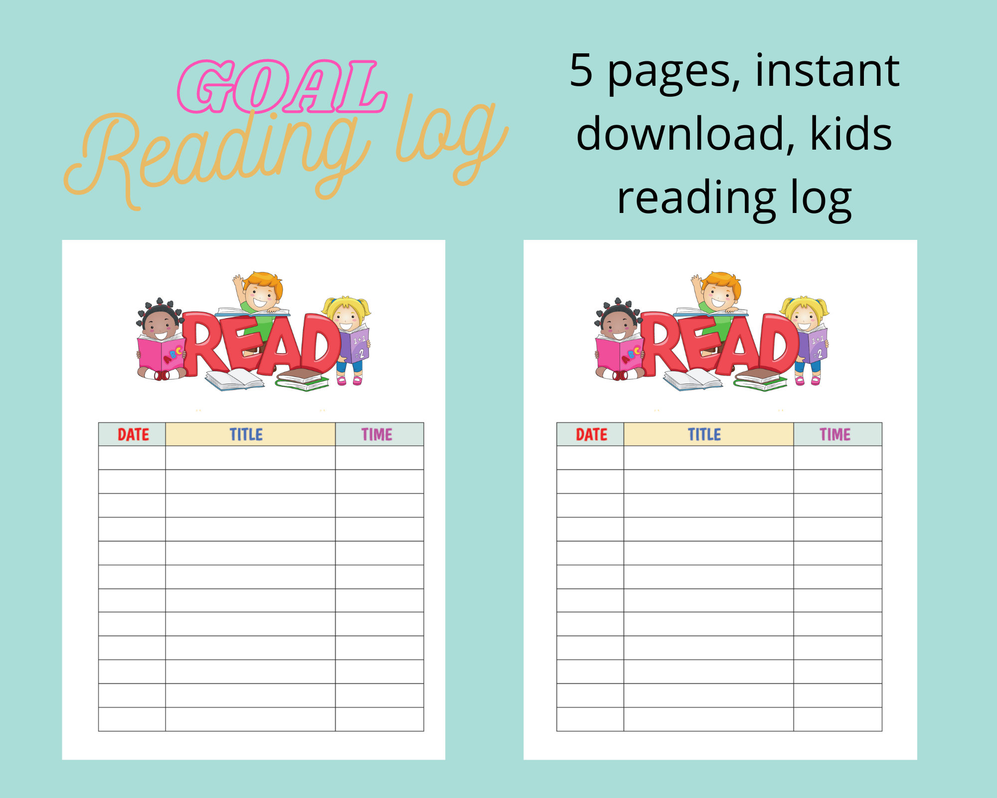 Printable Book Reading Log for Kids, Reading Log for Kids, Kids Reading ...