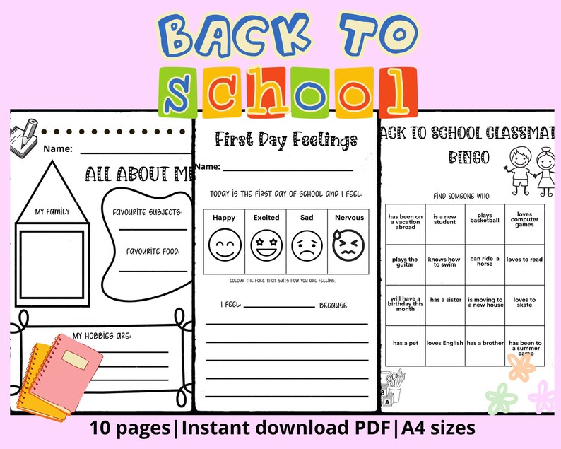 Back to School Printable Activities, Back to School Bingo, First Week ...