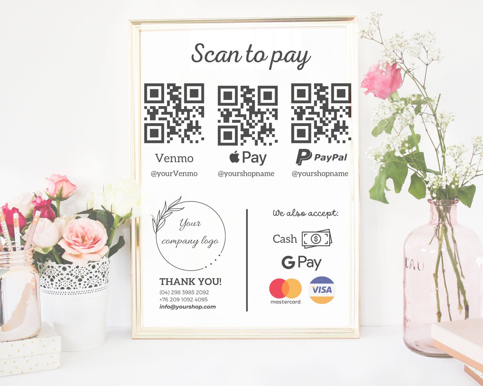 Minimalist Scan to Pay Template, Editable Canva Template, Qr Code ...