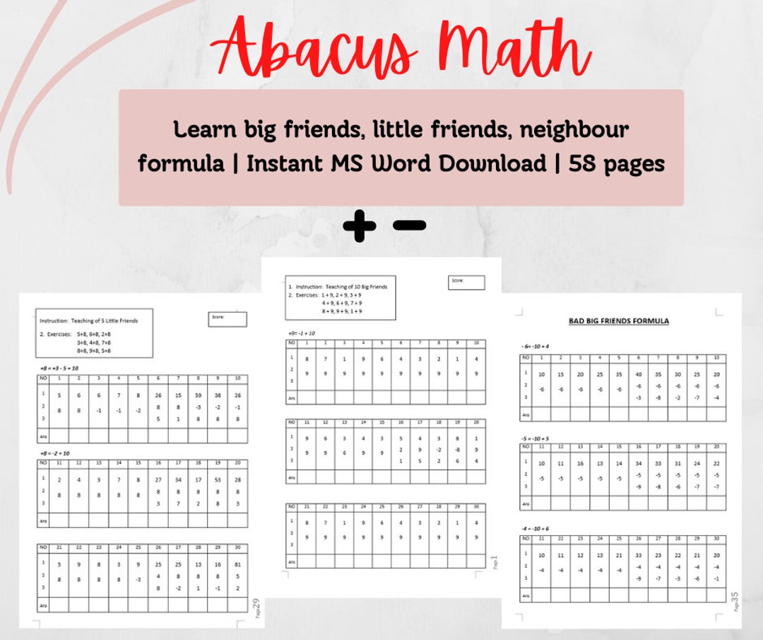 Abacus Math, Abacus Formula Worksheet, Preschool Math Worksheet ...