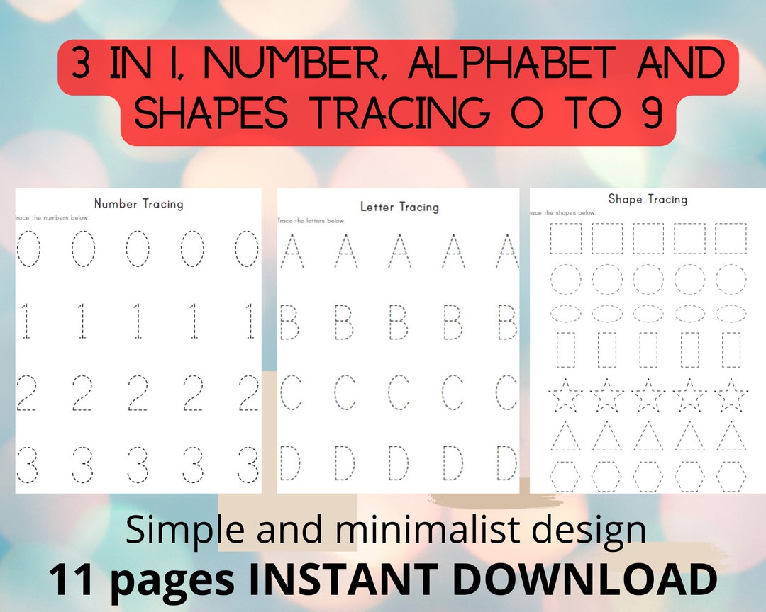 Preschool 3 in 1 Worksheets, Alphabet Letter Tracing Worksheet, Numbers ...