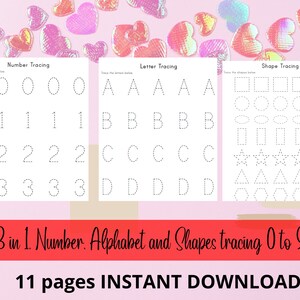Preschool 3 in 1 Worksheets, Alphabet Letter Tracing Worksheet, Numbers ...