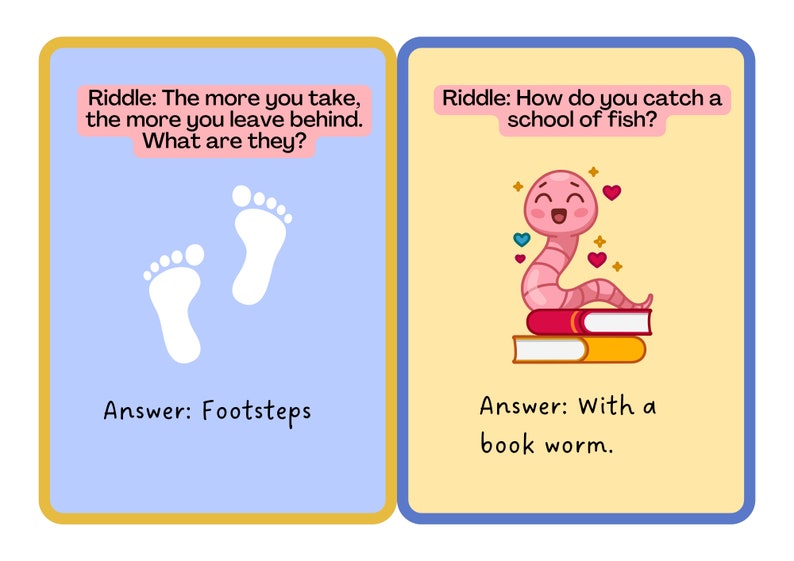 Riddles Flash Cards for Kids: Fun Learning, Montessori (PDF) - Etsy