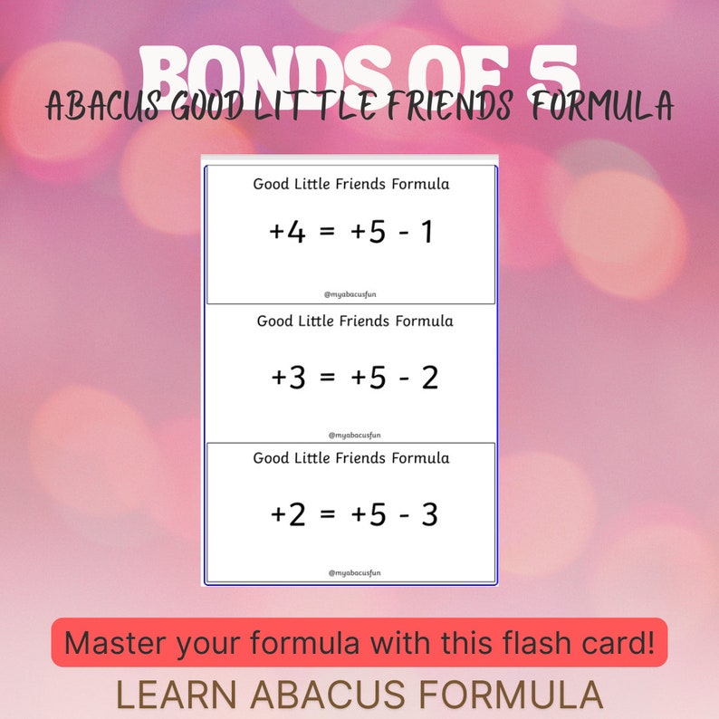 Abacus Formula Flashcards, Math Flashcards, Abacus Formula Cards, Good ...