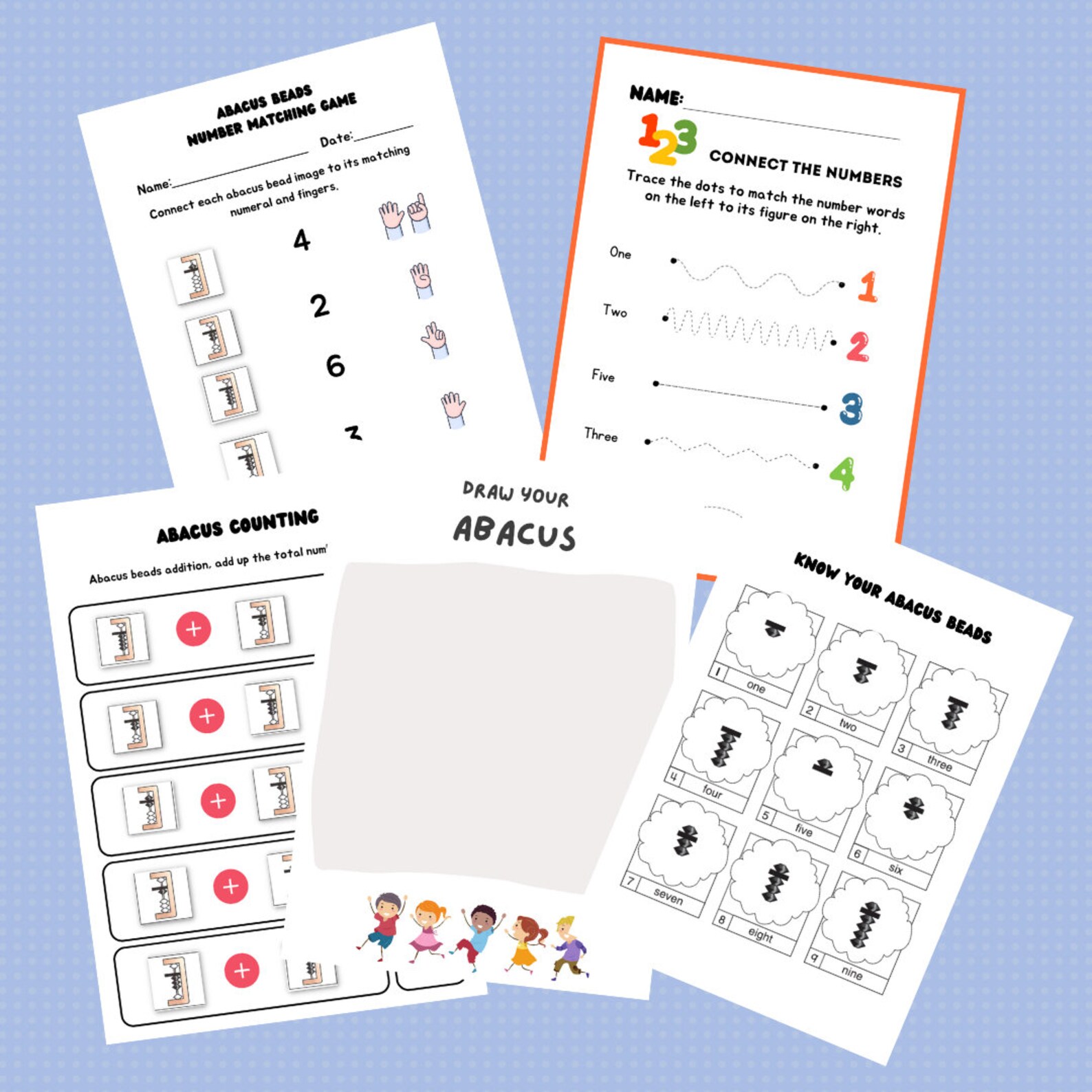 Abacus Math Worksheet: Preschool Brain Training Activity (PDF Pattern ...
