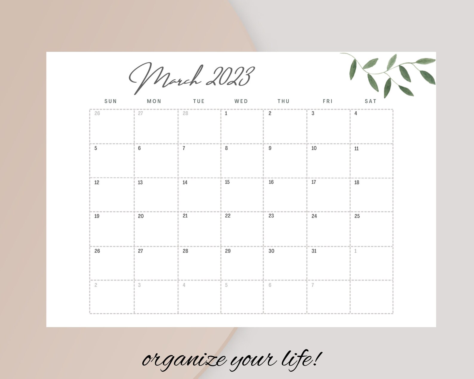 Minimalist Monthly Printable Planner Calendar 2023, Printable Simple ...
