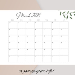 Minimalist Monthly Printable Planner Calendar 2023, Printable Simple ...