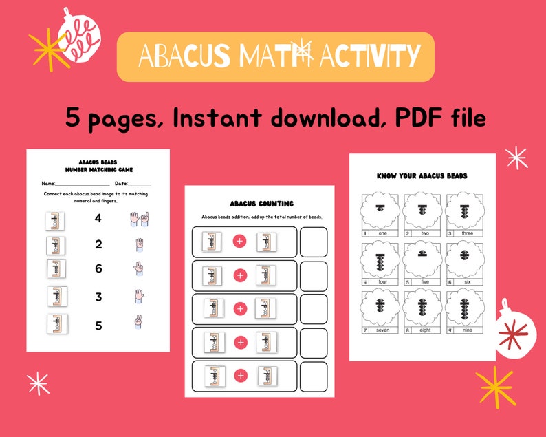 Abacus Math Worksheet, Math Activity, Preschool Math, Brain Training ...