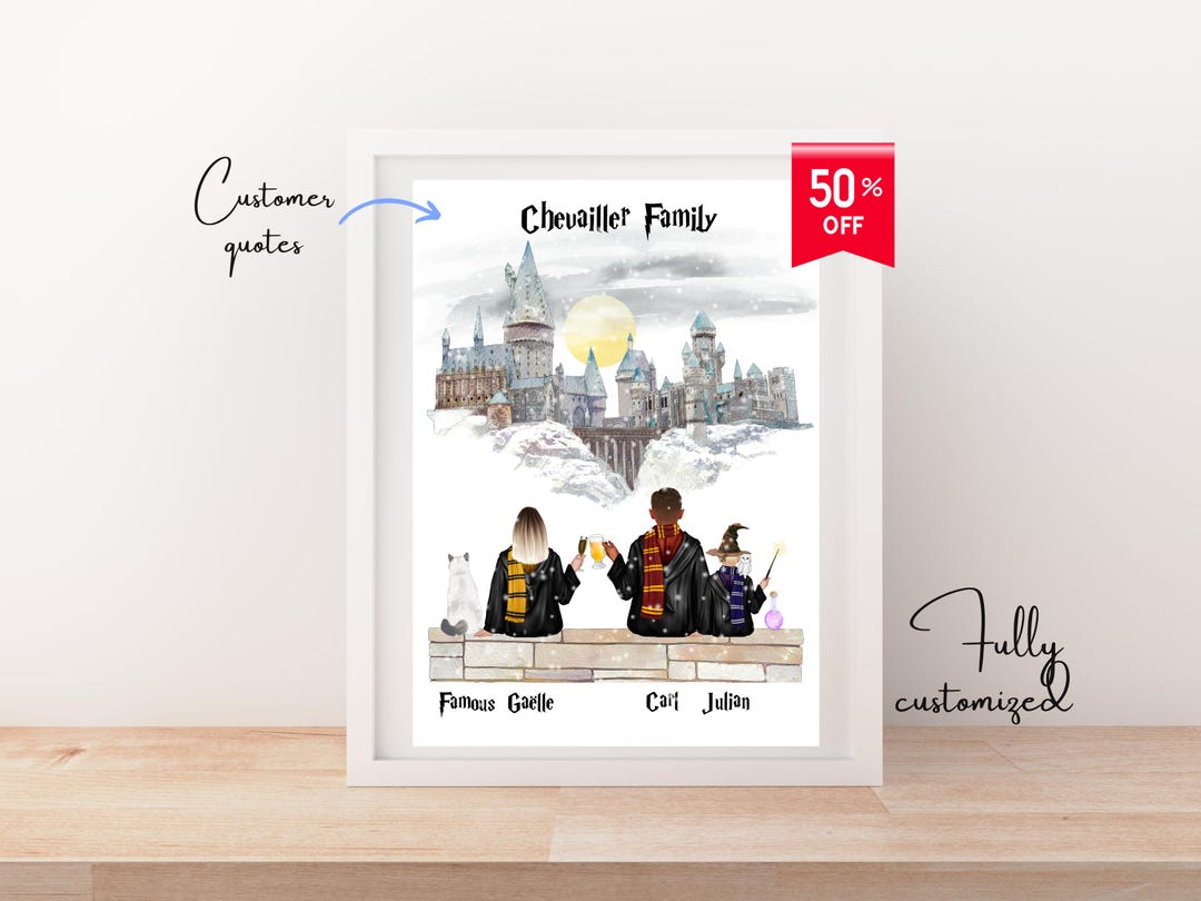Personalized Wizard Family Portrait: Custom Digital Print - Etsy