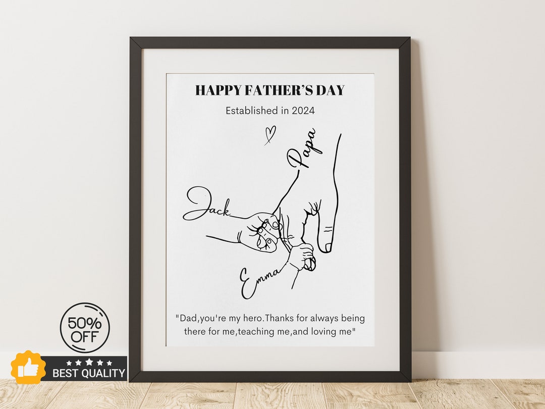 A Unique Custom Father's Day Line Art: Heartfelt Quote From Kids & Wife ...