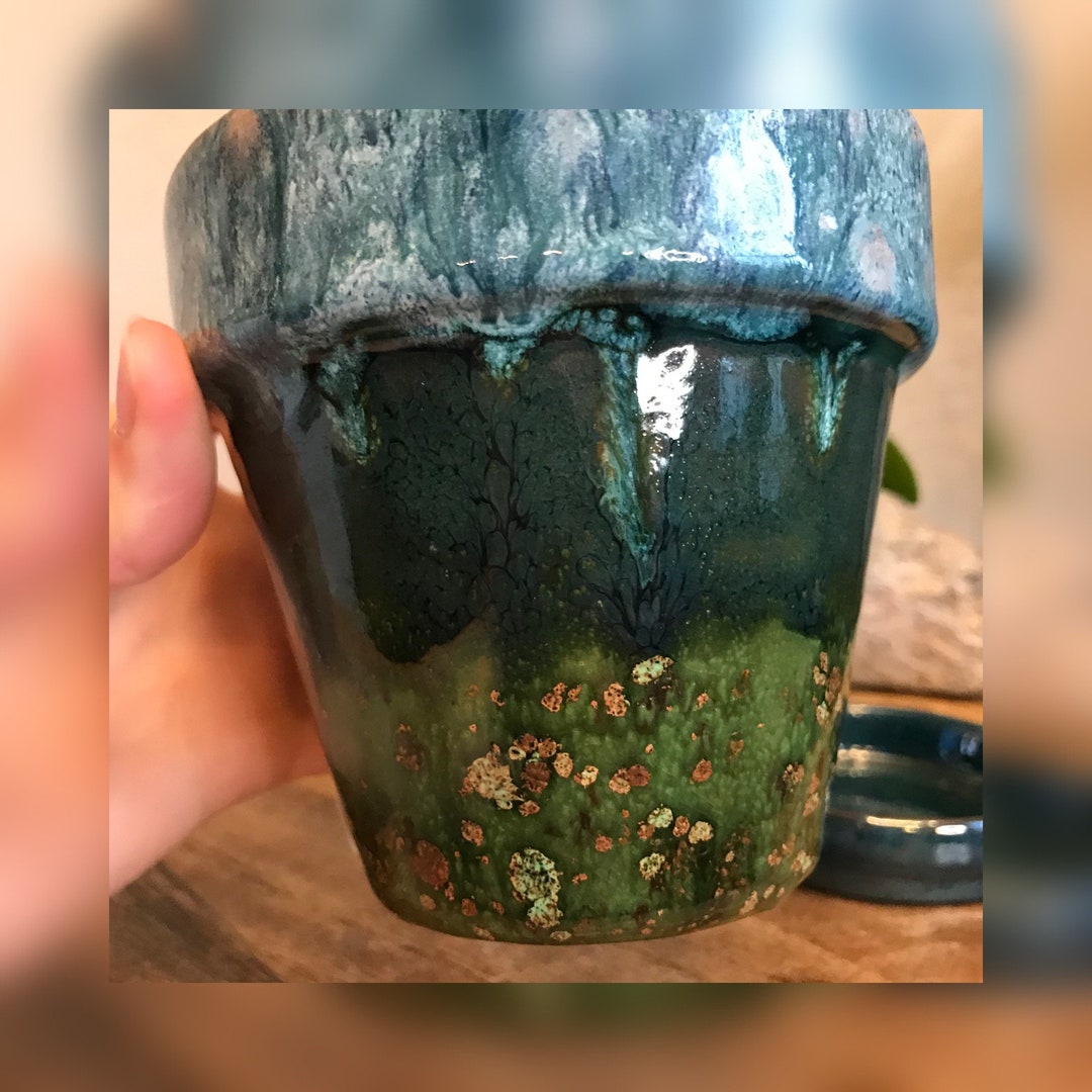 Mossy Earth and Sky Glazed Terracotta Plantera Pot - Etsy
