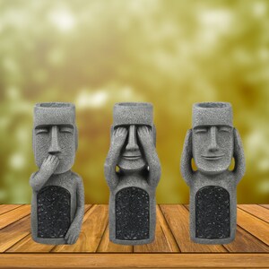 Set of 3 Funny People Garden Statue, Handcraft People Shaped Solar ...